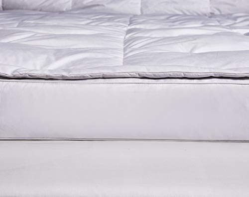 Blue Ridge Home Fashions Luxury (Level IV) 5" Thick Down Pillowtop Featherbed/Mattress Topper, Queen, White