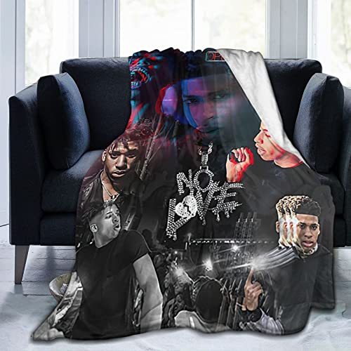 Nle Rapper Choppa Music Collage Throw Blanket Packable Classic Lightweight Blankets Decor for Bed Couch Living Room Travel Outdoor 80"X60"