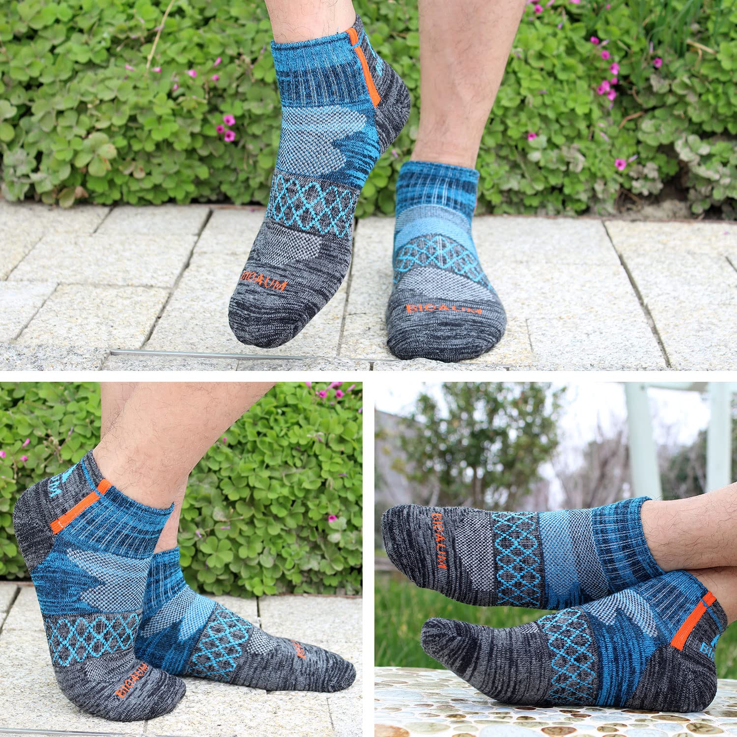BIOAUM Men's Atheltic Socks Size 10-13 - 6 Pairs Cotton Quarter Socks for Running