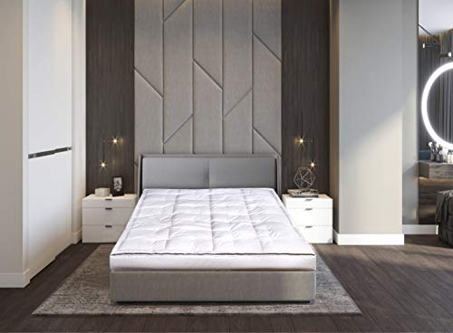 Blue Ridge Home Fashions Luxury (Level IV) 5" Thick Down Pillowtop Featherbed/Mattress Topper, Queen, White