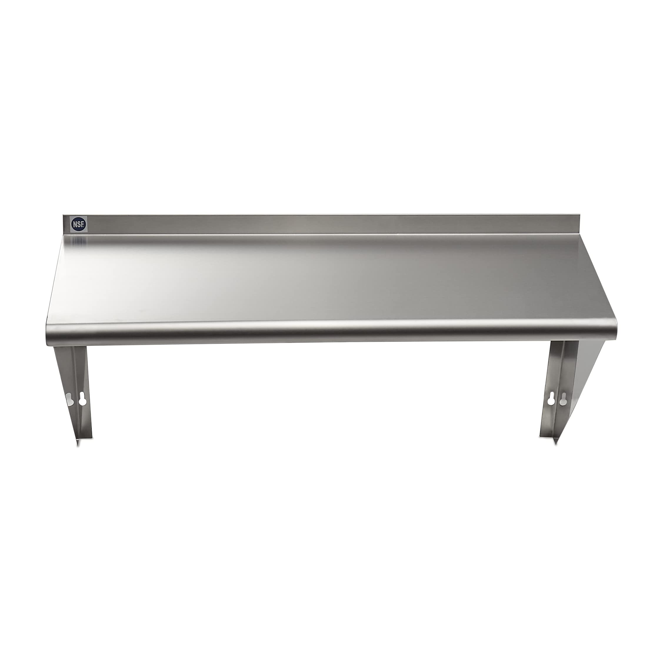 ROCKPOINT Stainless Steel Shelf 18 x 36 Inches 350lb, NSF Metal Commercial Shelves Wall Mount Floating Shelving with Backsplash for Restaurant, Kitchen, Home and Hotel, Silver