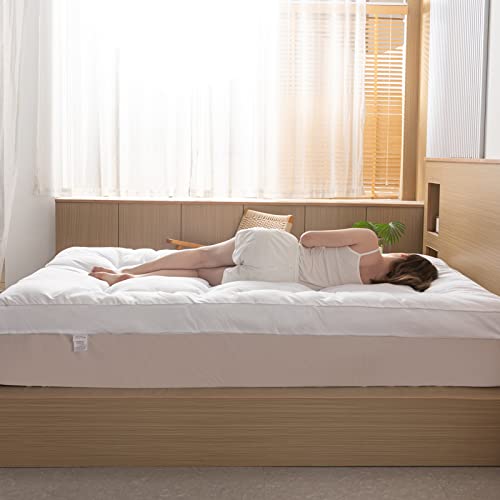 MAXYOYO Extra Thick Mattress Topper King Size, Pillow Top Bed Pad Cover with 8-21â Deep Pocket, 5 Layer Structure Ultra Soft and Medium Support