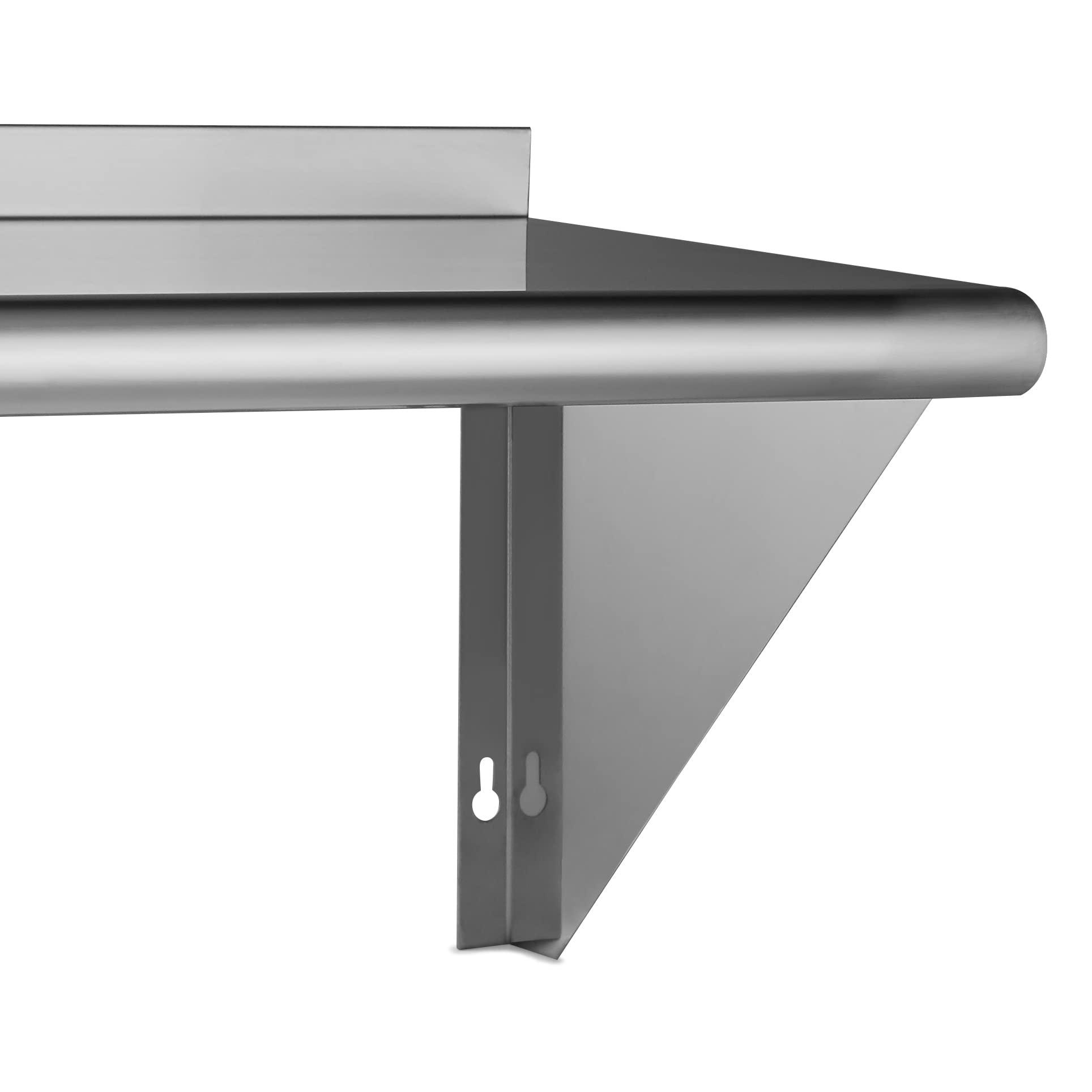 ROCKPOINT Stainless Steel Shelf 18 x 36 Inches 350lb, NSF Metal Commercial Shelves Wall Mount Floating Shelving with Backsplash for Restaurant, Kitchen, Home and Hotel, Silver