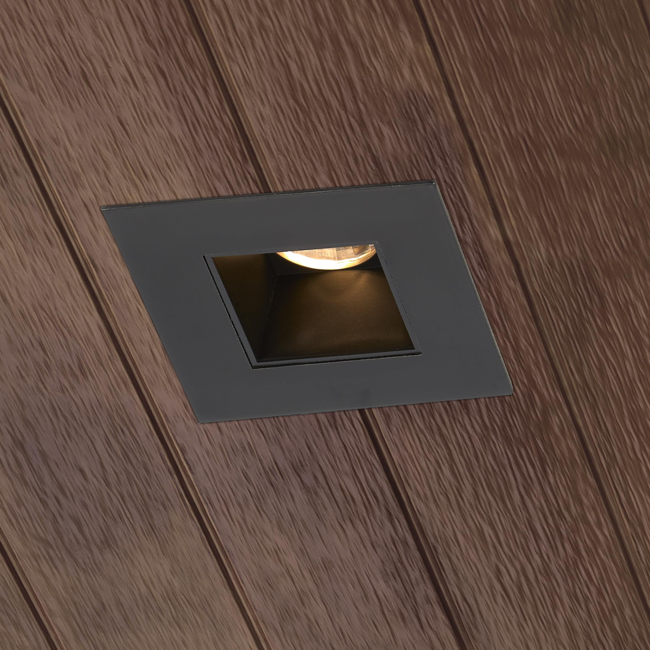Maxxima 2 in. Ultra-Thin Square Recessed Anti-Glare LED Downlight, Canless IC Rated, 450 Lumens, 5 Color Temperature Selectable 2700K/3000K/3500K/4000K/5000K, Dimmable, Black Trim, 90 CRI, J-Box Incl