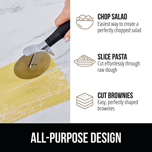 Gorilla Grip Large Pizza Cutter Wheel, 9 Inch, Sharp Stainless Steel Blade, Rust Resistant, Comfort Handle, Thumb Guard Protection, Slice Thick or Thin Pizzas, Pie Crust, Pastries in Seconds, Black