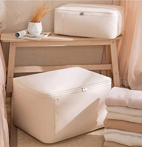 CRSUSUKJ Storage Bags,3 Pack Clothes Storage,Foldable Blanket Storage Bags with Reinforced Handle Thick Fabric for Organizing Bedroom,Clothing, Closet, Blankets, Bedding