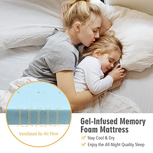 KOMFOTT Mattress Topper Full, 4 Inch High Density Gel Memory Mattress Foam Pad Topper for Full Size Bed