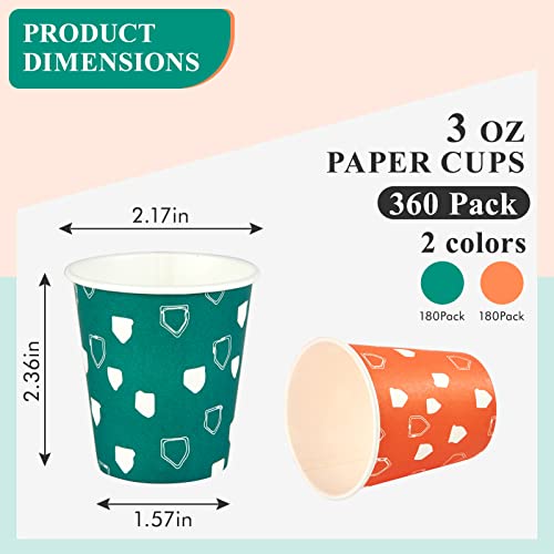 JOLLY PARTY 3 oz Bathroom Cups, 360 Pack Small Mini Paper Cups, Disposable Mouthwash Cups for Bathroom, Espresso, and Event