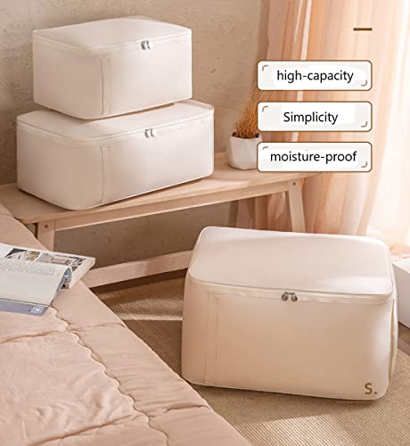CRSUSUKJ Storage Bags,3 Pack Clothes Storage,Foldable Blanket Storage Bags with Reinforced Handle Thick Fabric for Organizing Bedroom,Clothing, Closet, Blankets, Bedding