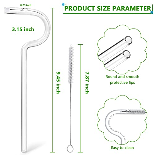 Anti Wrinkle Straw 2 Pcs, Reusable Glass Drinking Anti Wrinkle Straw, Curved No Wrinkle Straws Prevent Wrinkles Sideways Flute Straw, Engaging Lips Horizontally, Avoid Rubbing Off Lipstick, Set of 2