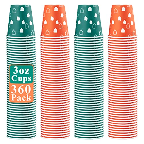 JOLLY PARTY 3 oz Bathroom Cups, 360 Pack Small Mini Paper Cups, Disposable Mouthwash Cups for Bathroom, Espresso, and Event
