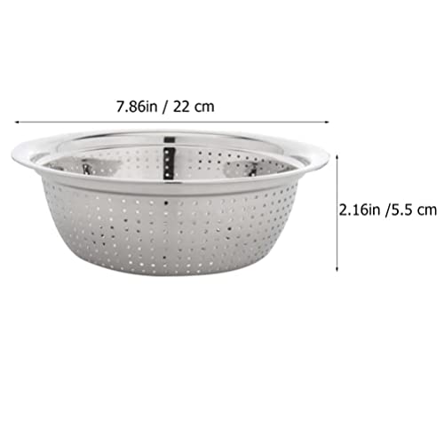 Hemoton Stainless Steel Rice Washing Bowl Kitchen Strainer Colander Bowl Fruit Vegetable Washing Basket for Rice Food Pasta Colander Drain Basket (Silver)