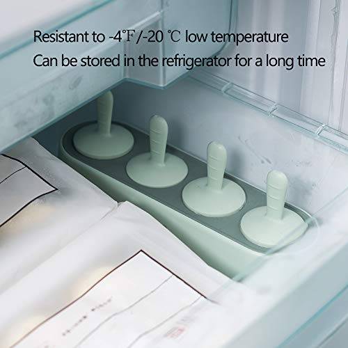 Popsicle Mold Set 4 Pieces Homemade Silicone Popsicle Maker Easy Release Ice Cream Molds Reusable DIY Pop Molds (Green)