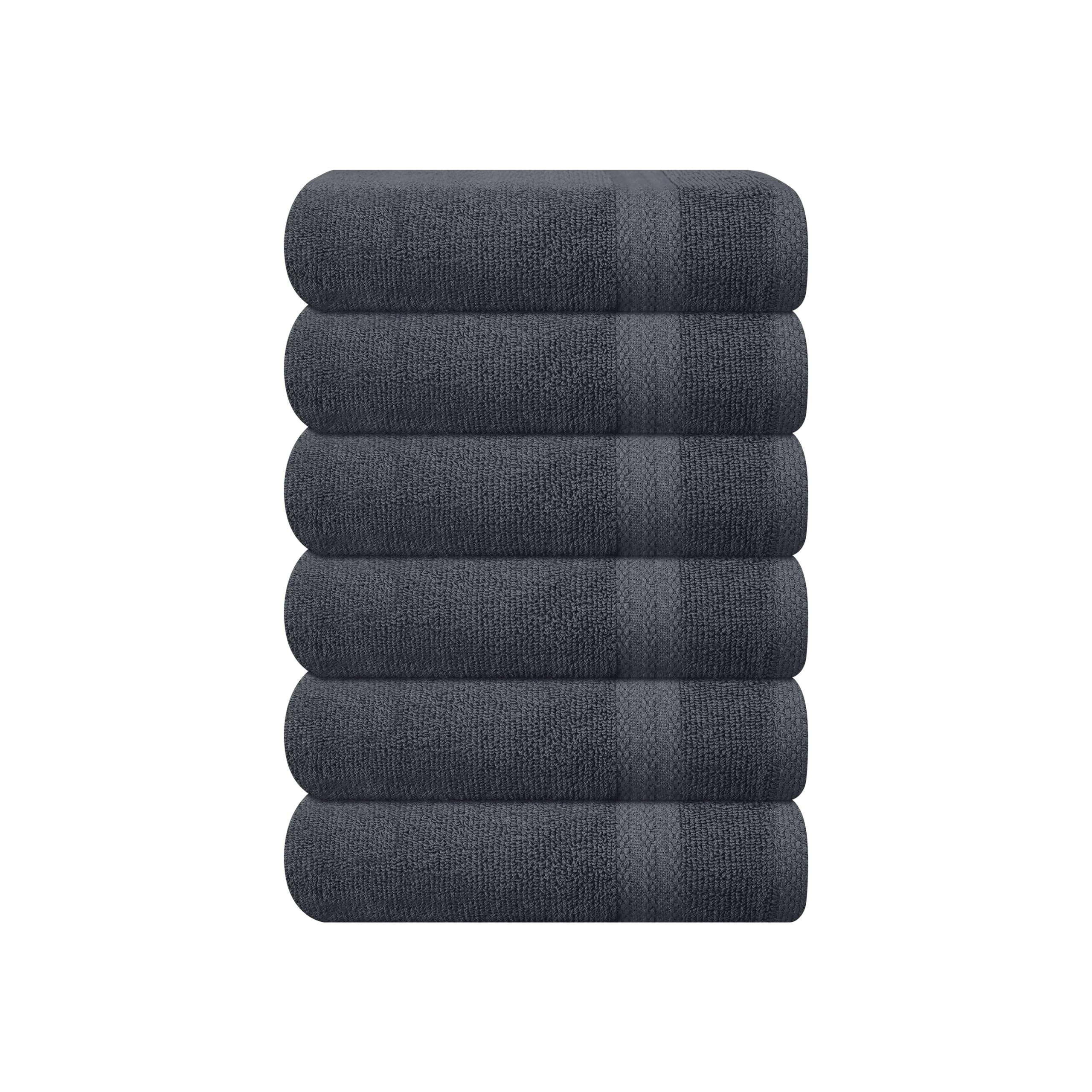 GLAMBURG Ultra Soft 6-Piece Hand Towel Set 16x28-100% Ringspun Cotton - Durable & Highly Absorbent Hand Towels - Ideal for use in Bathroom, Kitchen, Gym, Spa & General Cleaning - Charcoal Grey