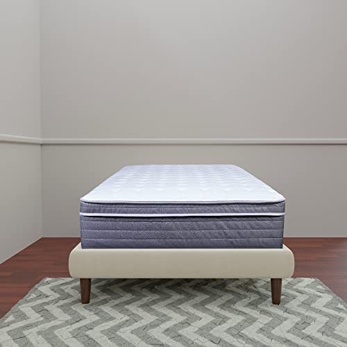 Treaton/Spring Air, 13-Inch Plush Euro top Pocket Coil Foam Encased Hybrid Mattress. Full, Grey