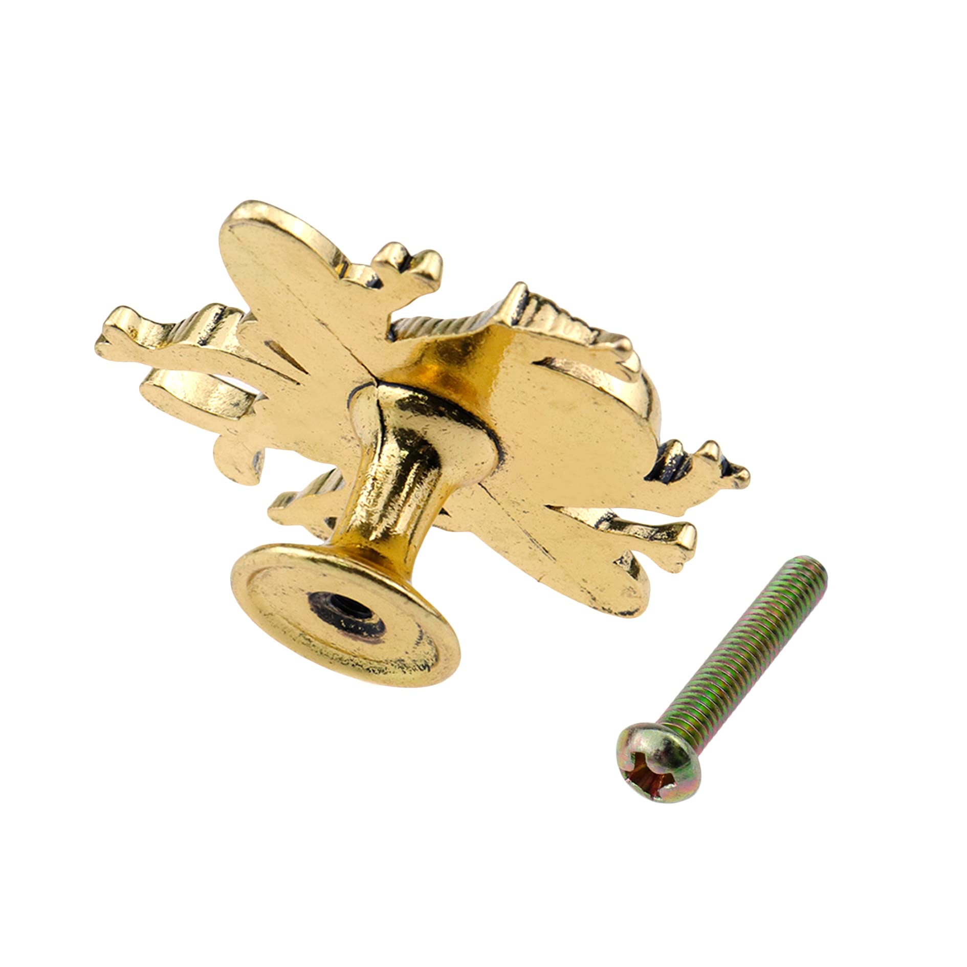 HEVSTIL 2-Pack Bee Shape Cabinet Knob,Nature Theme Single Hole Pulls for Cabinet Dresser Knobs Furniture Door,Antique Gold