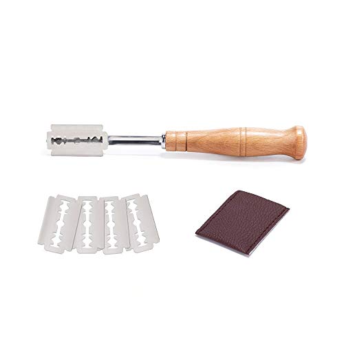 Premium Hand Crafted Bread Lame Included 5 Blades and Leather Protective Cover - Best Dough Scoring Tool by YMHB