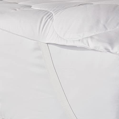 Buffy Eucalyptus Mattress Topper - Plushy, Down-Alternative Fill, Vinyl-Free, Ultra Smooth with Noiseless Elastic Bands (8-21β Fitted Deep Pocket, Queen)
