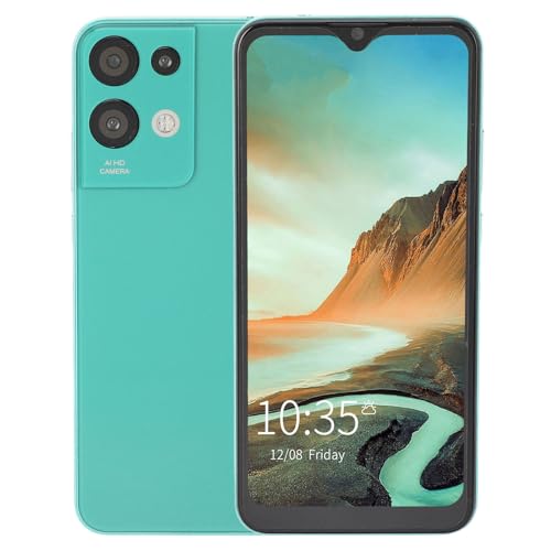 Smartphone, 6.1 Inch Drop Screen 3G Unlocked Cellphone 3GB ROM 32GB Facial Recognition Mobile Phone, 10 Core CPU Processor 5MP Front and 8MP Rear Camera 2800Mah Battery(Green)
