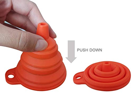 Kitchen Funnel Set of 4, 2 Small and 2 Large Funnels for Kitchen use, Silicone Collapsible Funnels for Filling Bottles/Liquid/Powder Transfer, Food Grade BPA Free