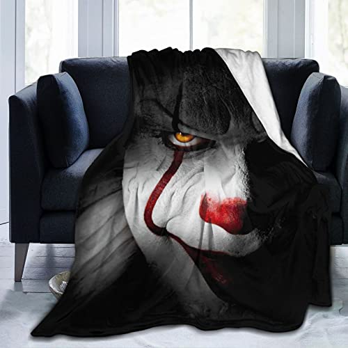 Horror Movie Blanket for Adults ĪŤ P̪èňňŷ-ŵīŝè Closwn Blanket Blankets Sofa Bed Couch Chair Soft Fleece Horror Blankets and Throws 60"x50"