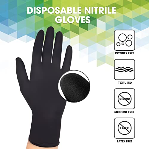 HYSTARCARE Disposable Nitrile Gloves, Small 100pcs, Black, Latex Free, Powder Free, Silicone Free, Textured, 3.5MIL, For Food Processing, Household Cleaning