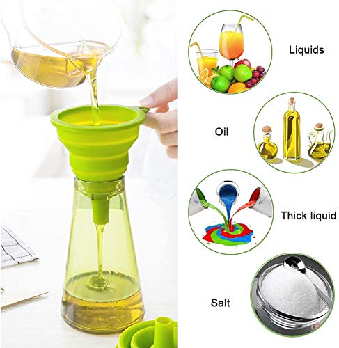Kitchen Funnel Set of 4, 2 Small and 2 Large Funnels for Kitchen use, Silicone Collapsible Funnels for Filling Bottles/Liquid/Powder Transfer, Food Grade BPA Free
