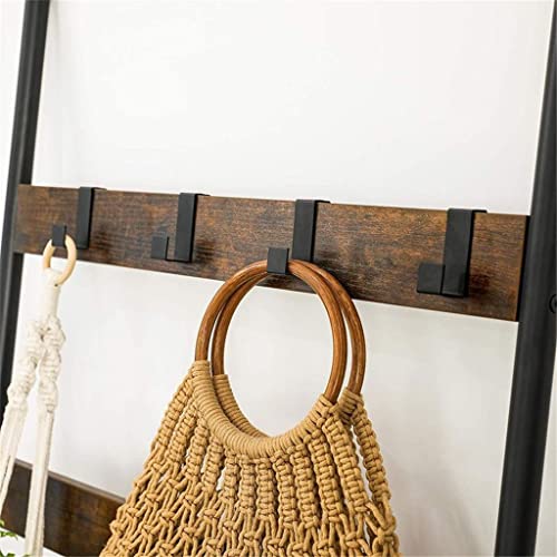FCMLD Rustic Slanted Ladder Shelf, Towel Rack, 5 Tier, 65cm Width, Steel Frame, for Blankets, Towels, Scarves