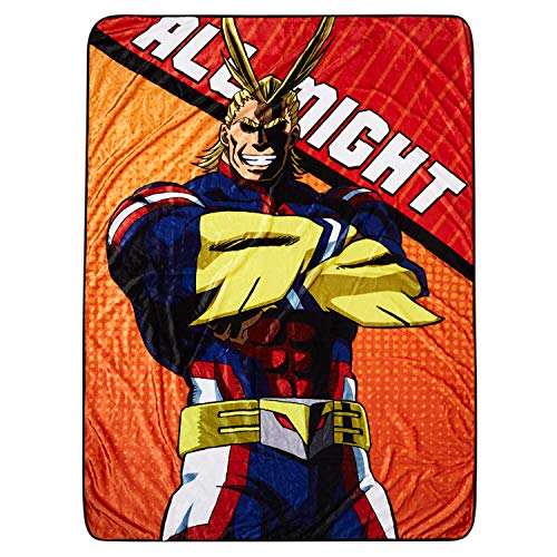 My Hero Academia Throw Blanket - Shoto, Izuku & All Might Soft Fleece Throw Blanket Lanyard and Sticker (All Might)