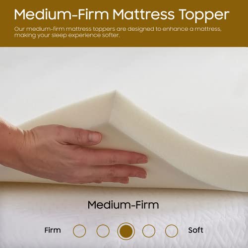 Continental Sleep 1-inch Soft Bedding Topper for Back Pain Relief | CertiPUR-US Certified, Comfortable and Relaxing Toppers for Mattess Beddings, Provides Balanced Support for Body, Queen, Yellow