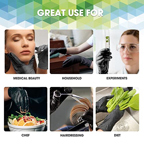 HYSTARCARE Disposable Nitrile Gloves, Small 100pcs, Black, Latex Free, Powder Free, Silicone Free, Textured, 3.5MIL, For Food Processing, Household Cleaning