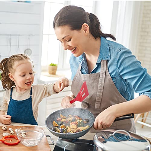 DLAND 2 Pcs Mini Spatula Serving Spatula Flexible Nonstick Silicone Heat-Resistant Cookie Spatula Slotted Spatula for Flip Egg in Small Frying Pan Cookie Batter Cookware Cooking Baking(Red and Black)