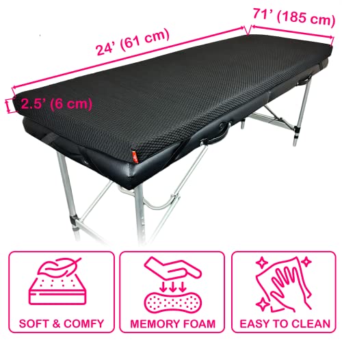 XOLLOZ | Lash Bed Mattress + Pillow | Comfortable Mattress Topper - with Four Corner Straps & Anti-Slip Bottom | Curved Lash Bed Pillow with Neck and Back Support, Two Pockets On The Sides