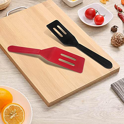 DLAND 2 Pcs Mini Spatula Serving Spatula Flexible Nonstick Silicone Heat-Resistant Cookie Spatula Slotted Spatula for Flip Egg in Small Frying Pan Cookie Batter Cookware Cooking Baking(Red and Black)