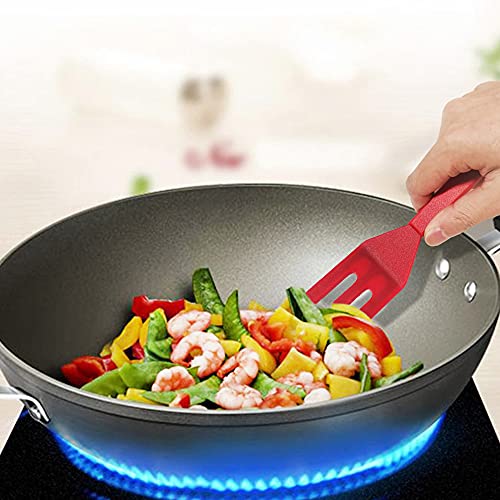 DLAND 2 Pcs Mini Spatula Serving Spatula Flexible Nonstick Silicone Heat-Resistant Cookie Spatula Slotted Spatula for Flip Egg in Small Frying Pan Cookie Batter Cookware Cooking Baking(Red and Black)
