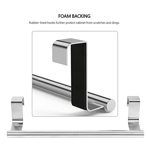 Kitchen Towel Holder - Strong Steel Kitchen Over Cabinet Towel Bar Holder - Holds Hand or Dish Towels - 2 Pack
