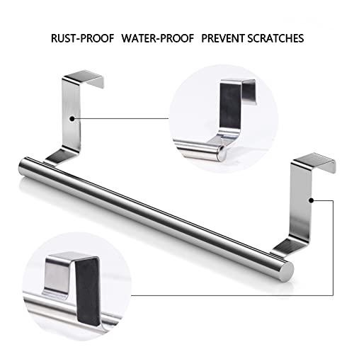 Kitchen Towel Holder - Strong Steel Kitchen Over Cabinet Towel Bar Holder - Holds Hand or Dish Towels - 2 Pack