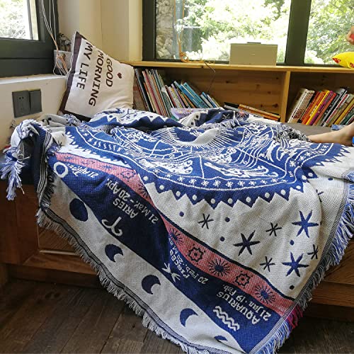 LOERCCE Cotton Throw Blanket for Couch Sofa Celestial Constellation 50" X 70"