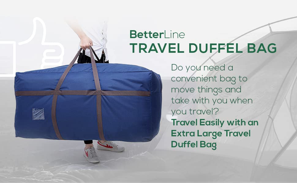 Large Blue Duffel Storage Bag - Premium-Quality Heavy Duty 600D Polyester Oxford Cloth with Handles and Reinforced Seams - 42" x 16" x 20" Inches (110 x 40 x 52 Centimeters)