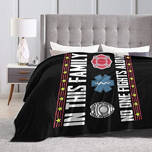 in This Family No One Fights Alone First Responder Blankets and Throws Twin Large Blanket Warm Soft Blankets for Couch Bed Sofa Travel Plush Blanket All Season Season for Women Men
