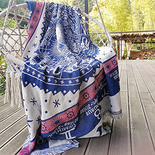LOERCCE Cotton Throw Blanket for Couch Sofa Celestial Constellation 50" X 70"