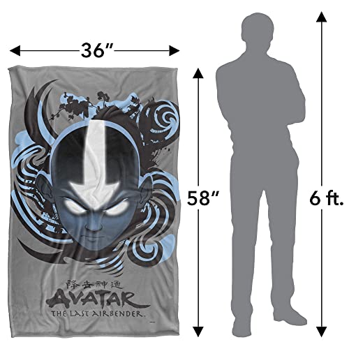 Avatar The Last Airbender Blanket, 36"x58" Airbender Blue and Black Kanji Silky Touch Super Soft Throw Blanket