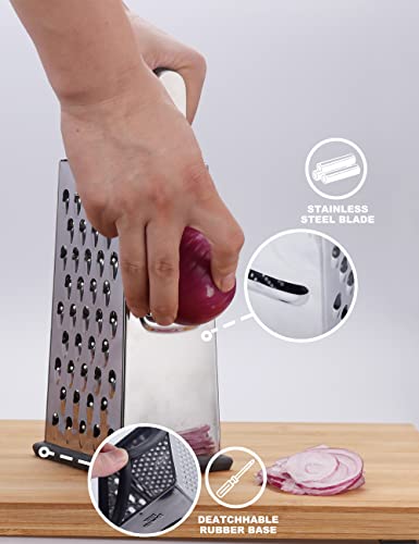 Cheese Grater, Box Grater for Cheese Stainless steel Vegetable Slicer Food Shredder 4-Sided Convenience Gadgets for kitchen