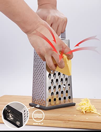 Cheese Grater, Box Grater for Cheese Stainless steel Vegetable Slicer Food Shredder 4-Sided Convenience Gadgets for kitchen