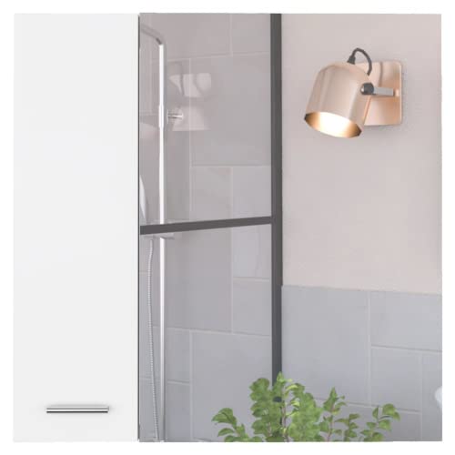 Depot E-Shop Harbor Medicine Cabinet, Mirror Four Internal Shelves, One-Door Cabinet-White, for Bathroom