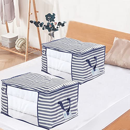 Fajyaz 105L Clothing Storage Bags, Blankets, And Quilts Storage Bags With Zippers(3 Pack)Foldable Organizer With Reinforced Handle,Clear Window
