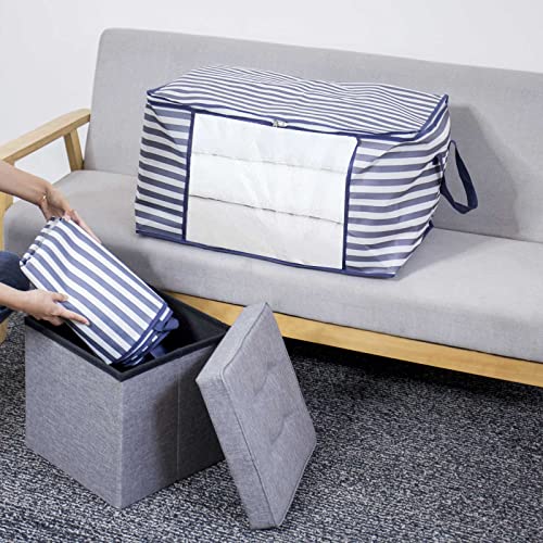 Fajyaz 105L Clothing Storage Bags, Blankets, And Quilts Storage Bags With Zippers(3 Pack)Foldable Organizer With Reinforced Handle,Clear Window