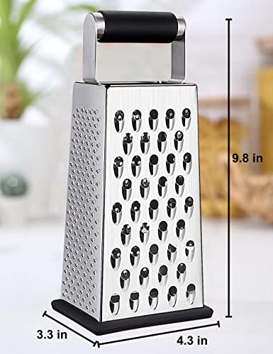 Cheese Grater, Box Grater for Cheese Stainless steel Vegetable Slicer Food Shredder 4-Sided Convenience Gadgets for kitchen