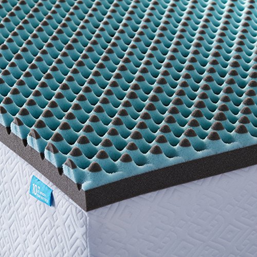 LUCID 2.5 Inch Duo-Foam Charcoal Fusion - Dual Density Bamboo Charcoal - Gel Memory Foam - Hypoallergenic Temperature-Regulating Optimum Comfort - King