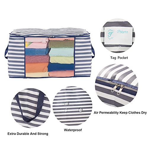 Fajyaz 105L Clothing Storage Bags, Blankets, And Quilts Storage Bags With Zippers(3 Pack)Foldable Organizer With Reinforced Handle,Clear Window